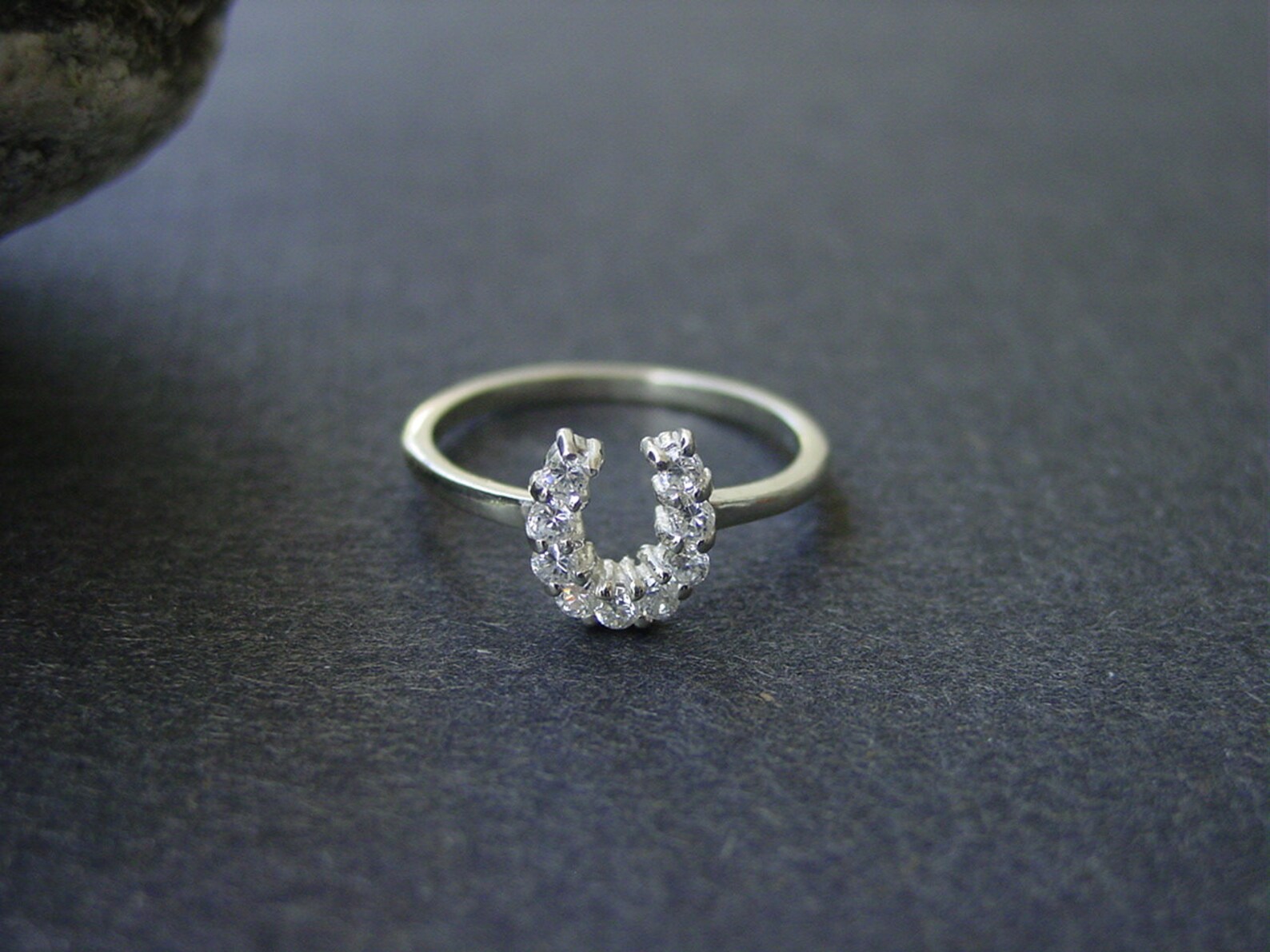 CZ Horseshoe Ring Equestrian Ring Horse Sterling Silver | Etsy