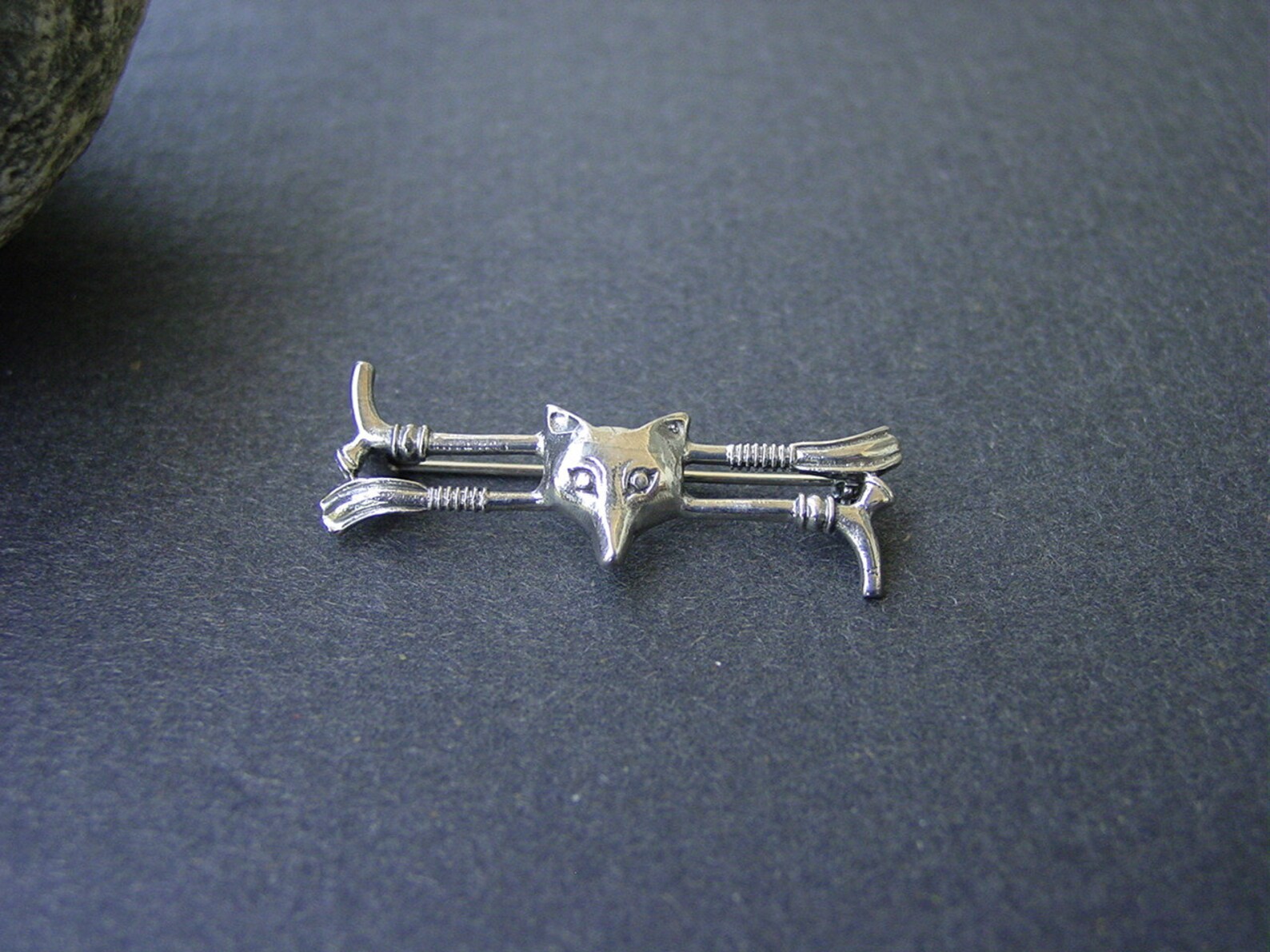 Equestrian Fox Pin Fox Jewelry Sterling Silver Pin Horse - Etsy
