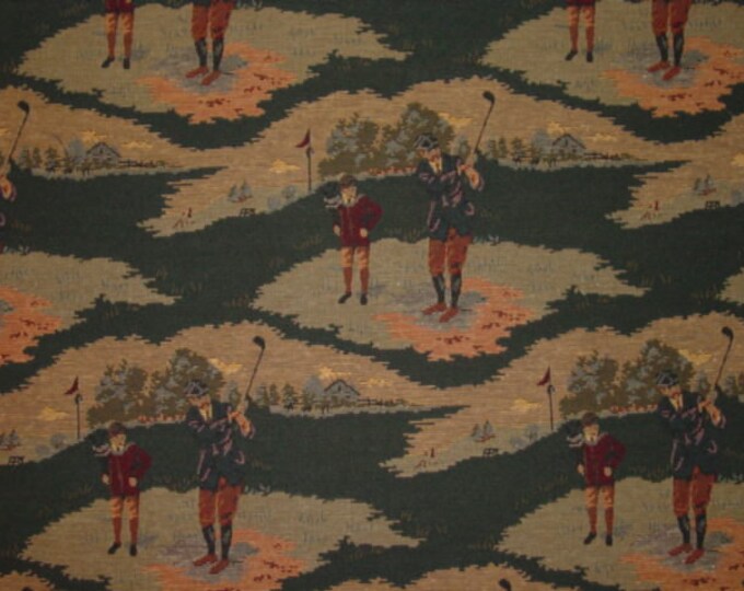 Vintage Inspired Golfer Golf Course Tapestry Fabric Rare OOP - Etsy