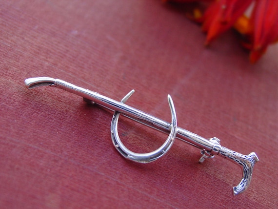 Classic Horseshoe in Crop Pin English Riding Stock Pin | Etsy