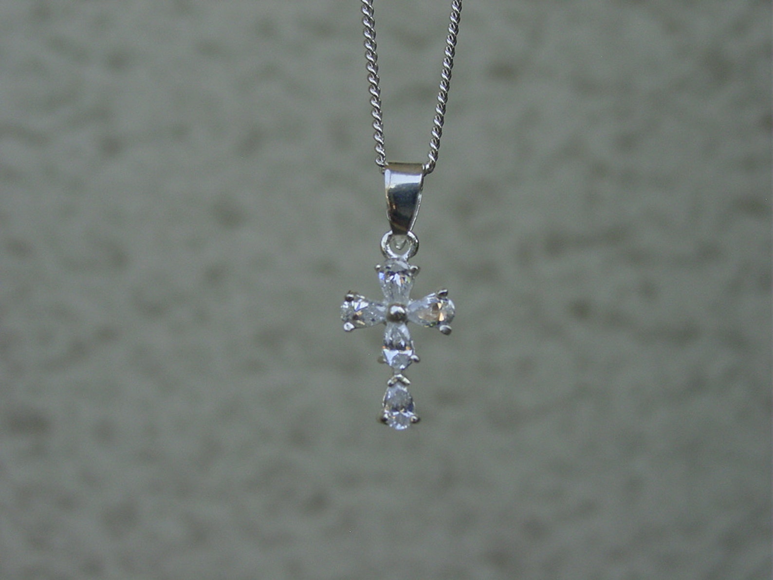 Cross necklace CZ cross necklace Blue cross necklace Cross | Etsy