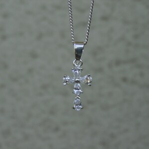 Cross Necklace, CZ Cross Necklace, Blue Cross Necklace, Cross Jewelry ...