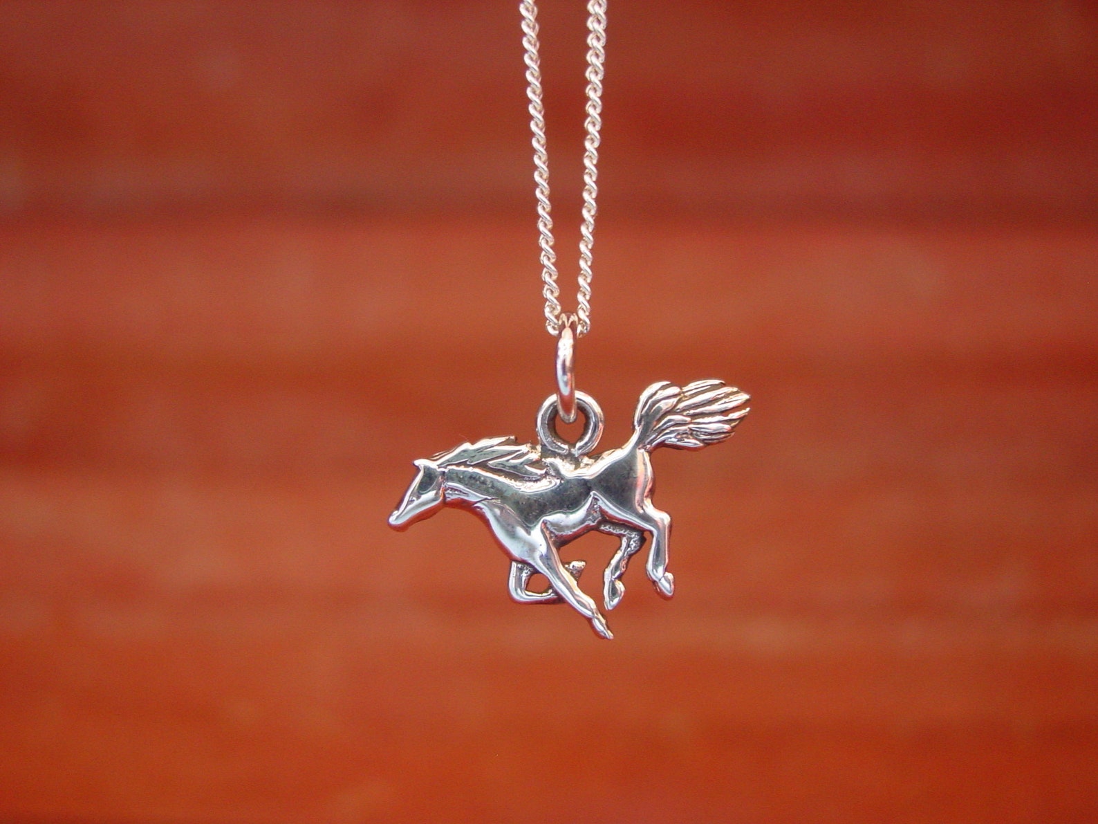 Sterling Silver Mustang Horse Pendant: Equestrian Necklace - Etsy
