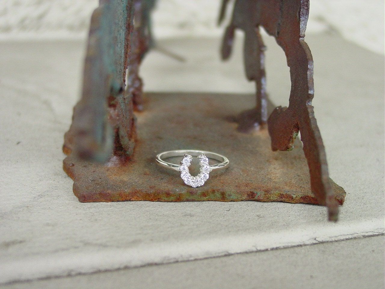 CZ Horseshoe Ring Equestrian Ring Horse Sterling Silver | Etsy