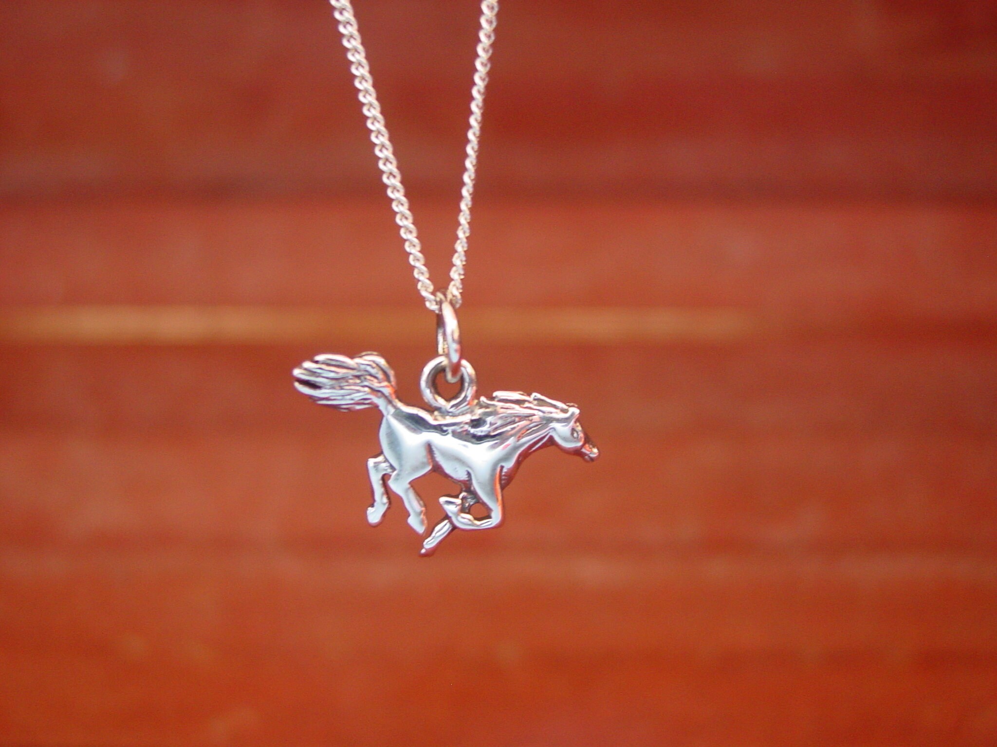 Sterling Silver Mustang Horse Pendant: Equestrian Necklace - Etsy