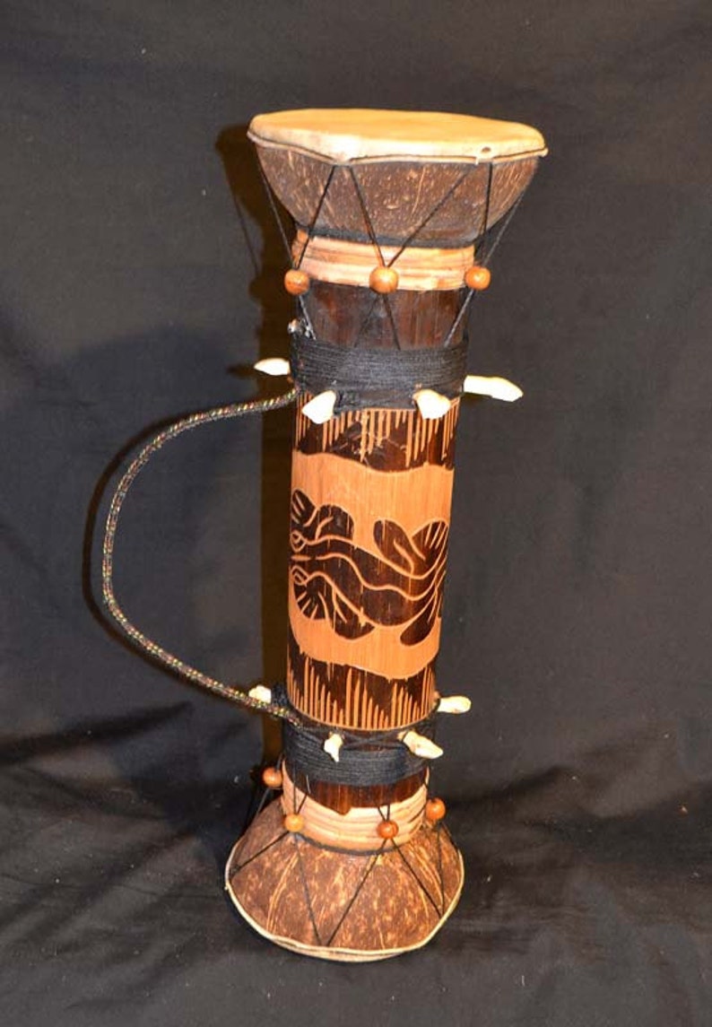 Small Tribal Double Head Drum With Tooth Decorations - Etsy