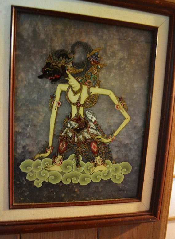 Indonesian Wayang Figure Framed Reverse Glass Painting | Etsy
