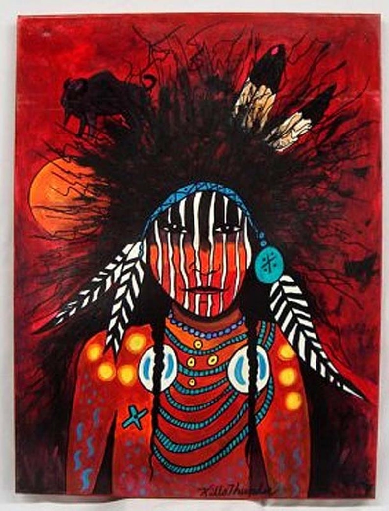 Kills Thunder, Original Acrylic on Canvas, 'chief Red Feather' - Etsy