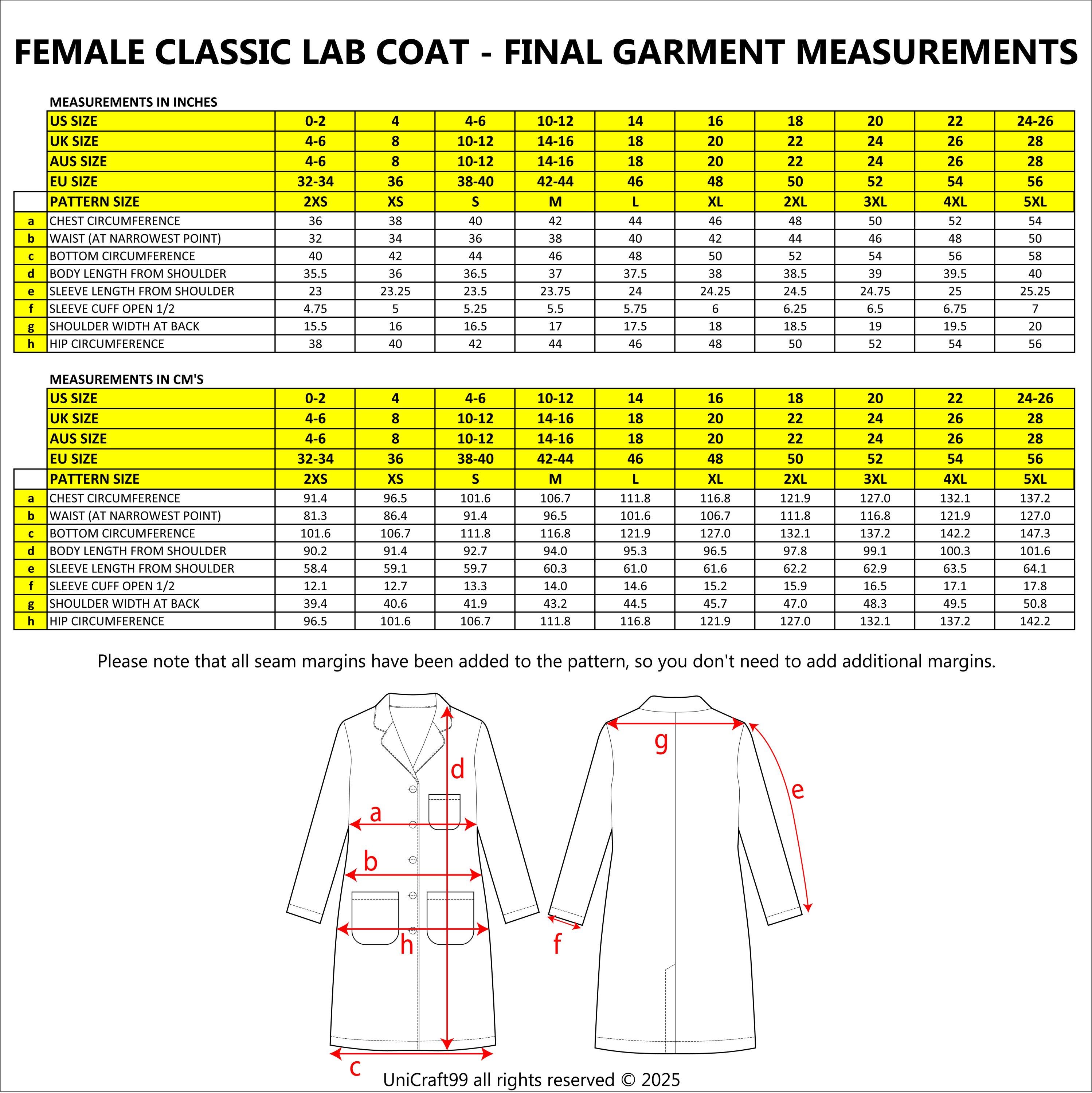 Female Lab Coat PDF Sewing Pattern | Medical Uniform DIY | Nurse ...