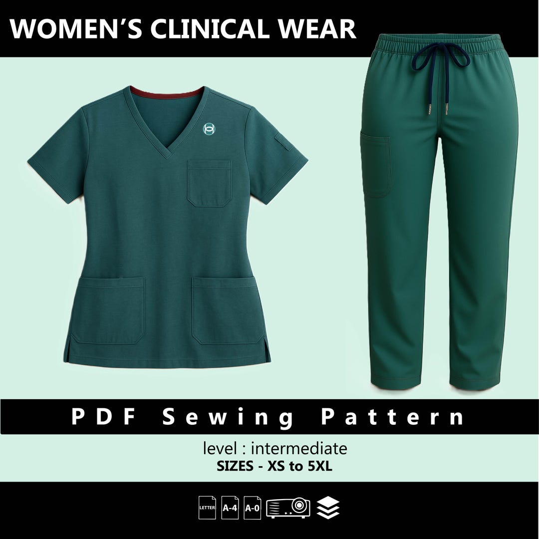 Women's Scrubs Sewing Pattern | Medical Tunic & Trouser | PDF Download ...