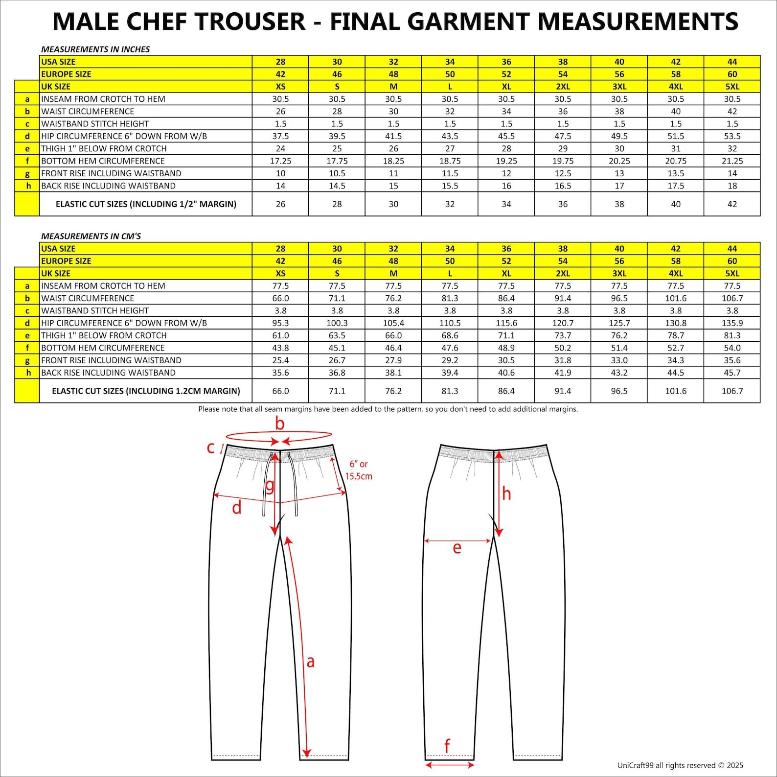 Mens Chef Jacket & Trouser Sewing Pattern | Uniform Workwear | Digital ...