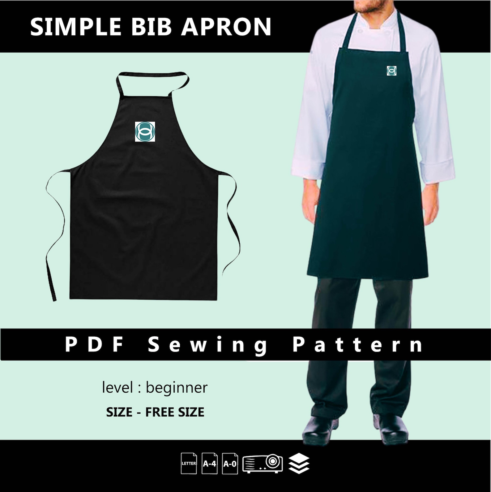 Simple Bib Apron PDF Sewing Pattern | Beginner Sewing - Etsy