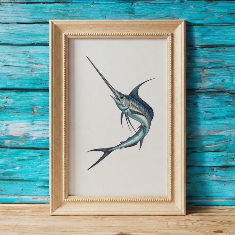 Printable Swordfish Marlin Clipart, Watercolor Swordfish, High Quality ...
