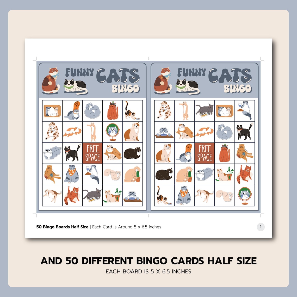 Funny Cats Bingo & Memory Game: Printable Feline Activity (PDF Download ...
