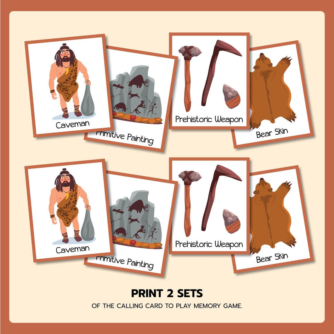 Stone Age Bingo Game: Prehistoric Classroom Activity (printable PDF - Etsy