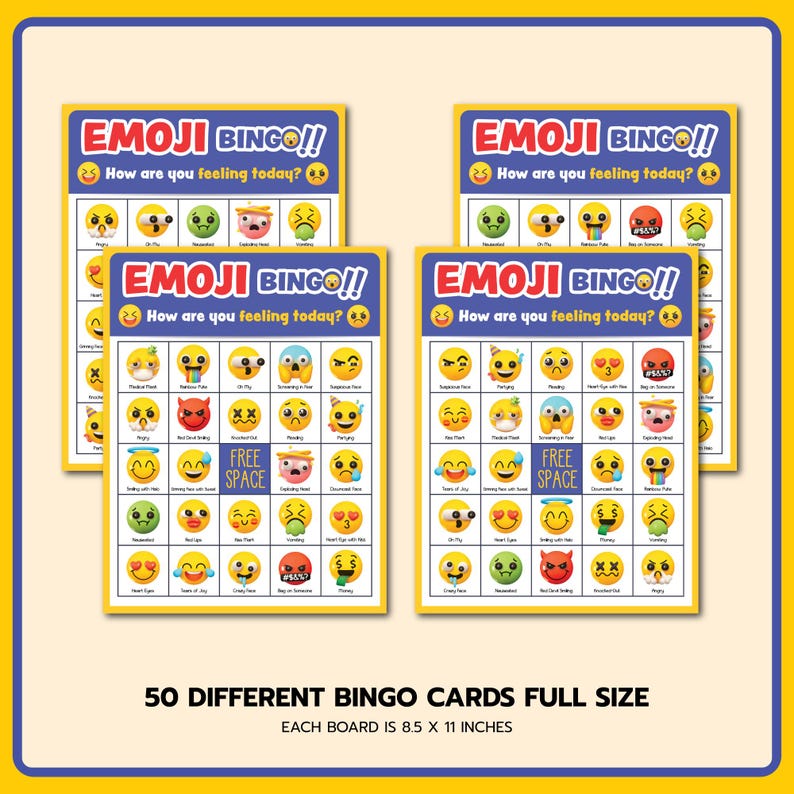 Emoji Bingo & Memory Game: Fun Printable Kids Activity (PDF Download ...