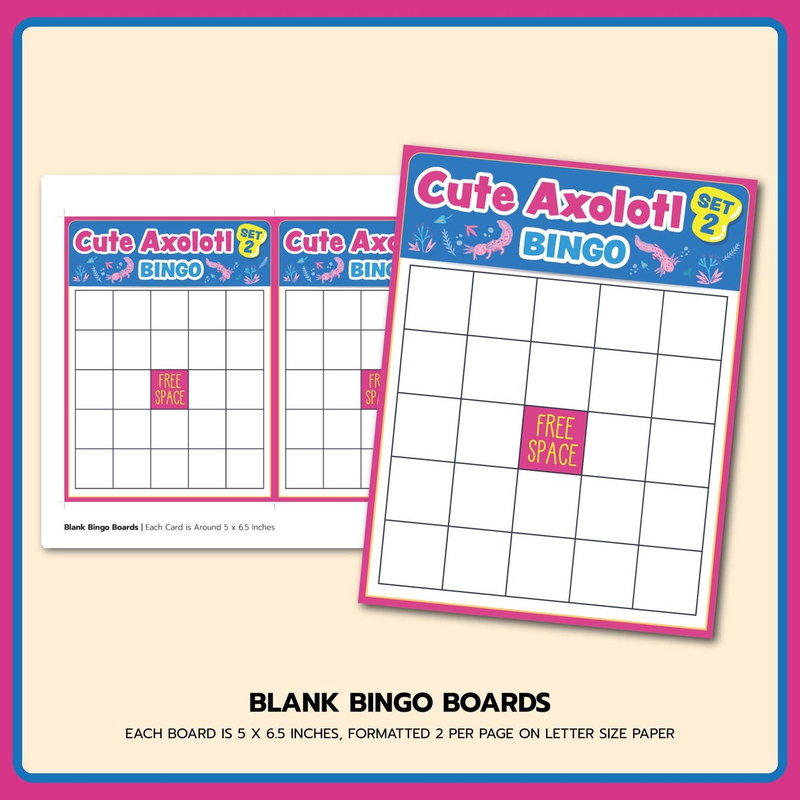 Axolotl Bingo & Memory Game Set 2 – Kids Printable Activity (PDF) - Etsy