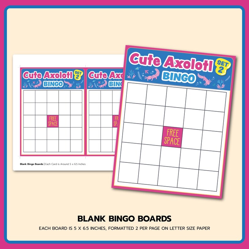 Axolotl Bingo & Memory Game Set 2 – Kids Printable Activity (PDF) - Etsy