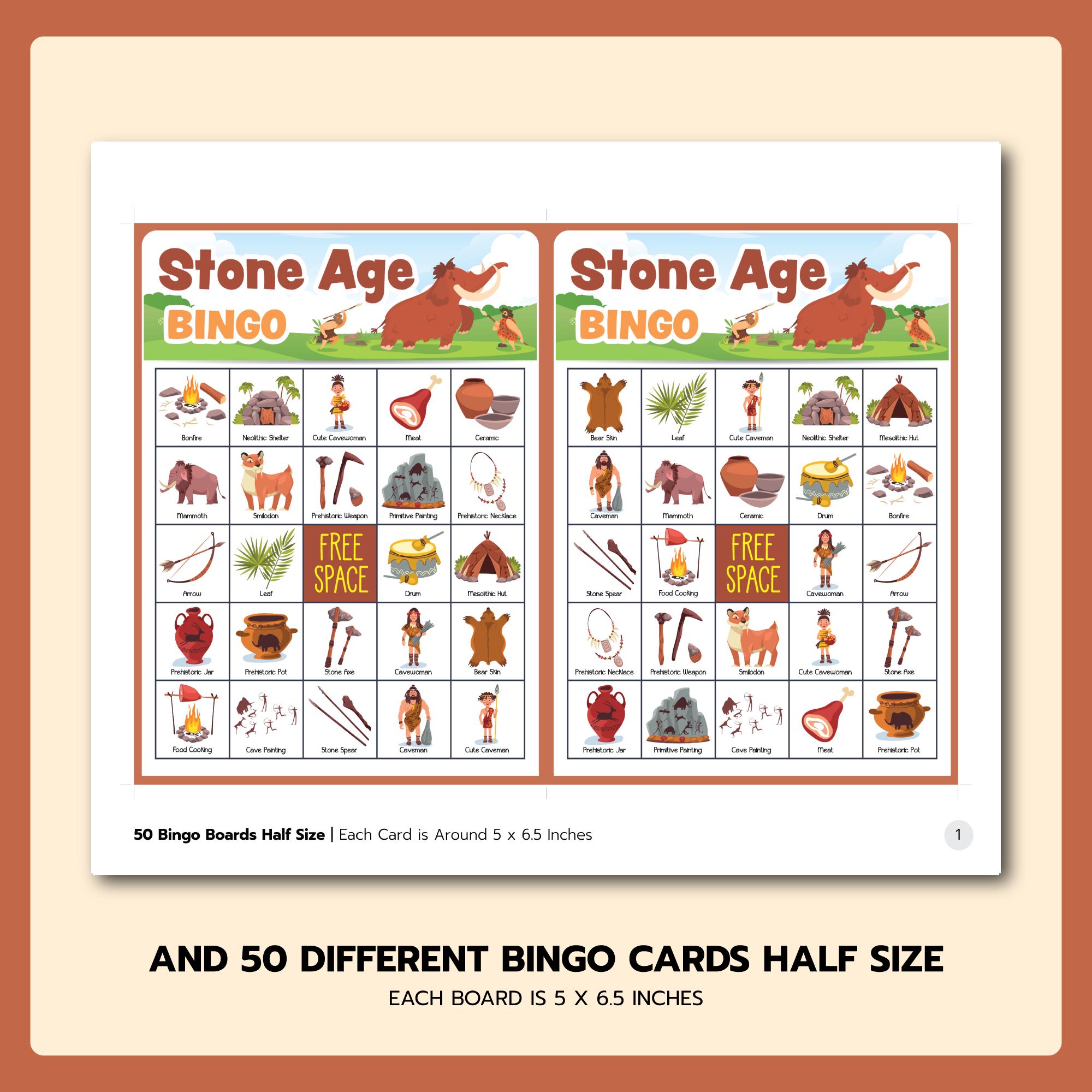 Stone Age Bingo Game: Prehistoric Classroom Activity (printable PDF - Etsy