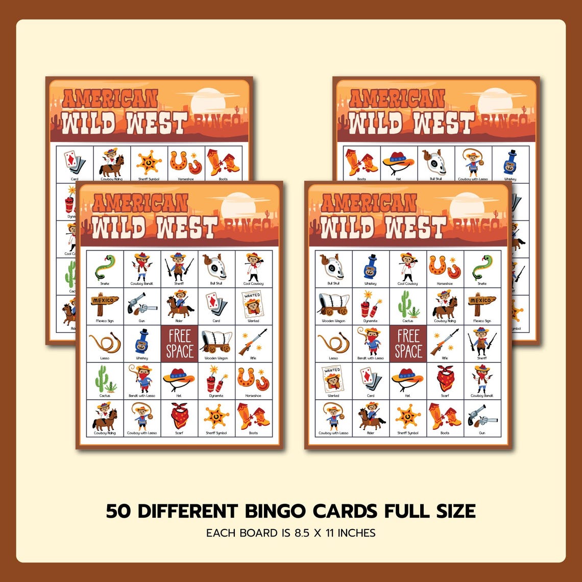 American Wild West Bingo Game – Printable Activity for Kids – Bingo ...
