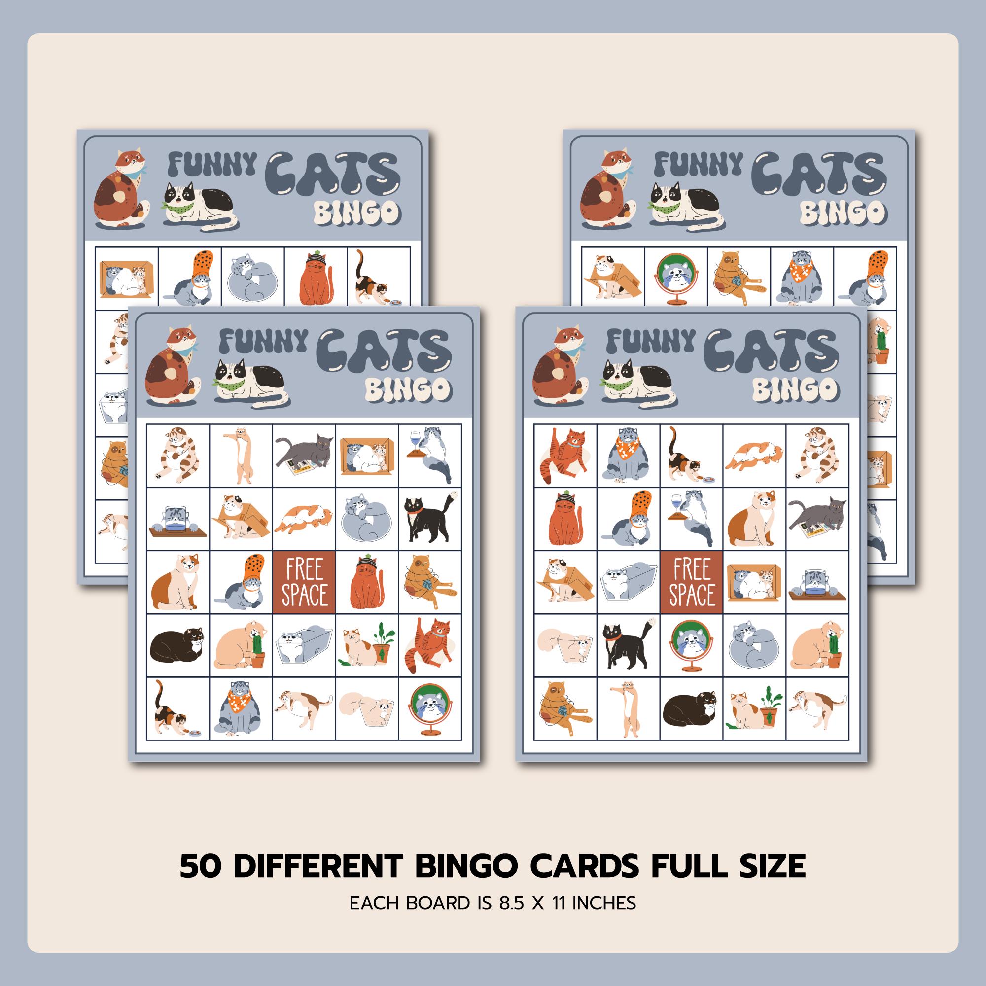 Funny Cats Bingo & Memory Game: Printable Feline Activity (PDF Download ...