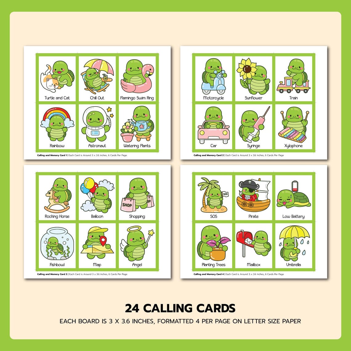 Turtle Bingo & Memory Game – Kids Printable Activity (PDF) - Etsy