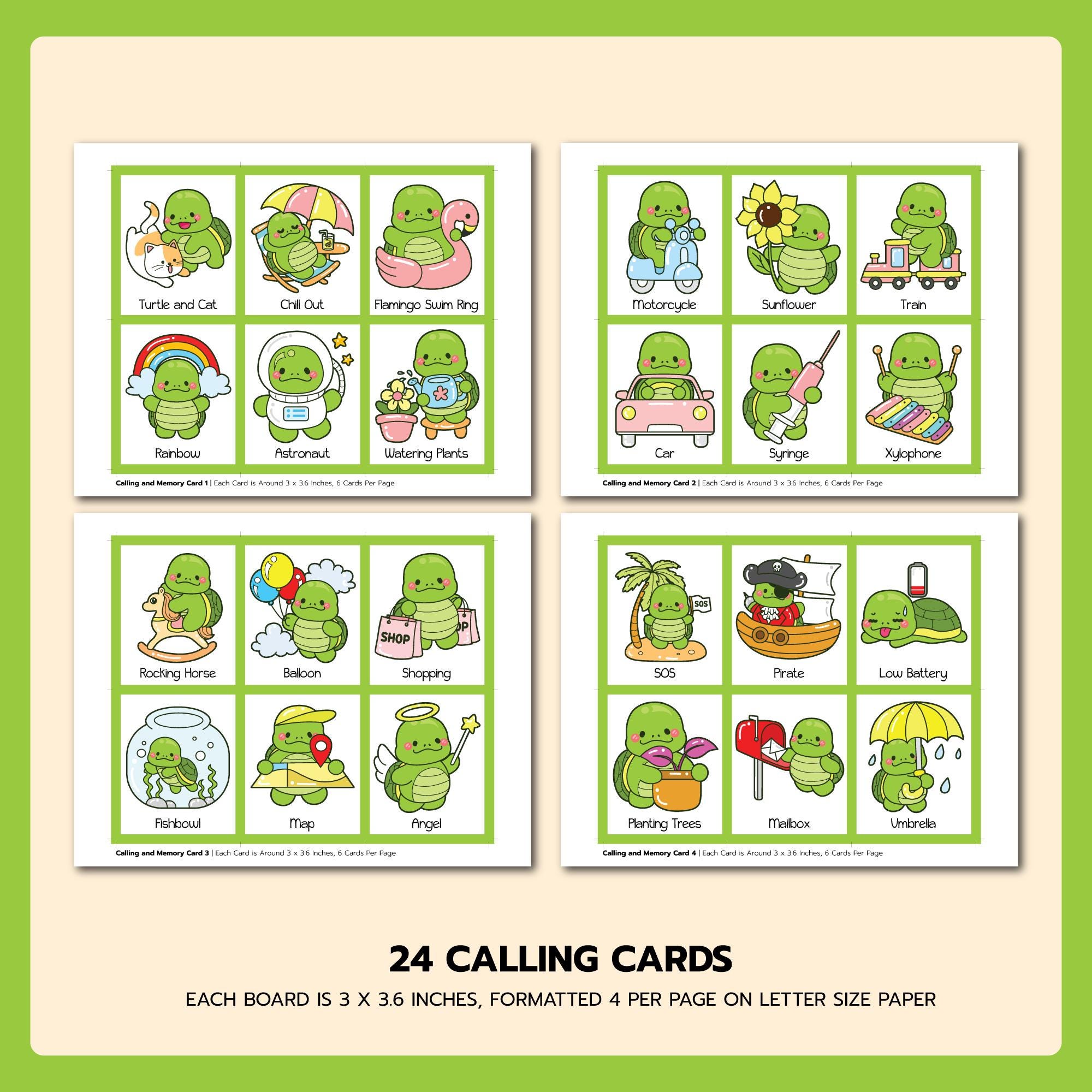 Turtle Bingo & Memory Game – Kids Printable Activity (PDF) - Etsy