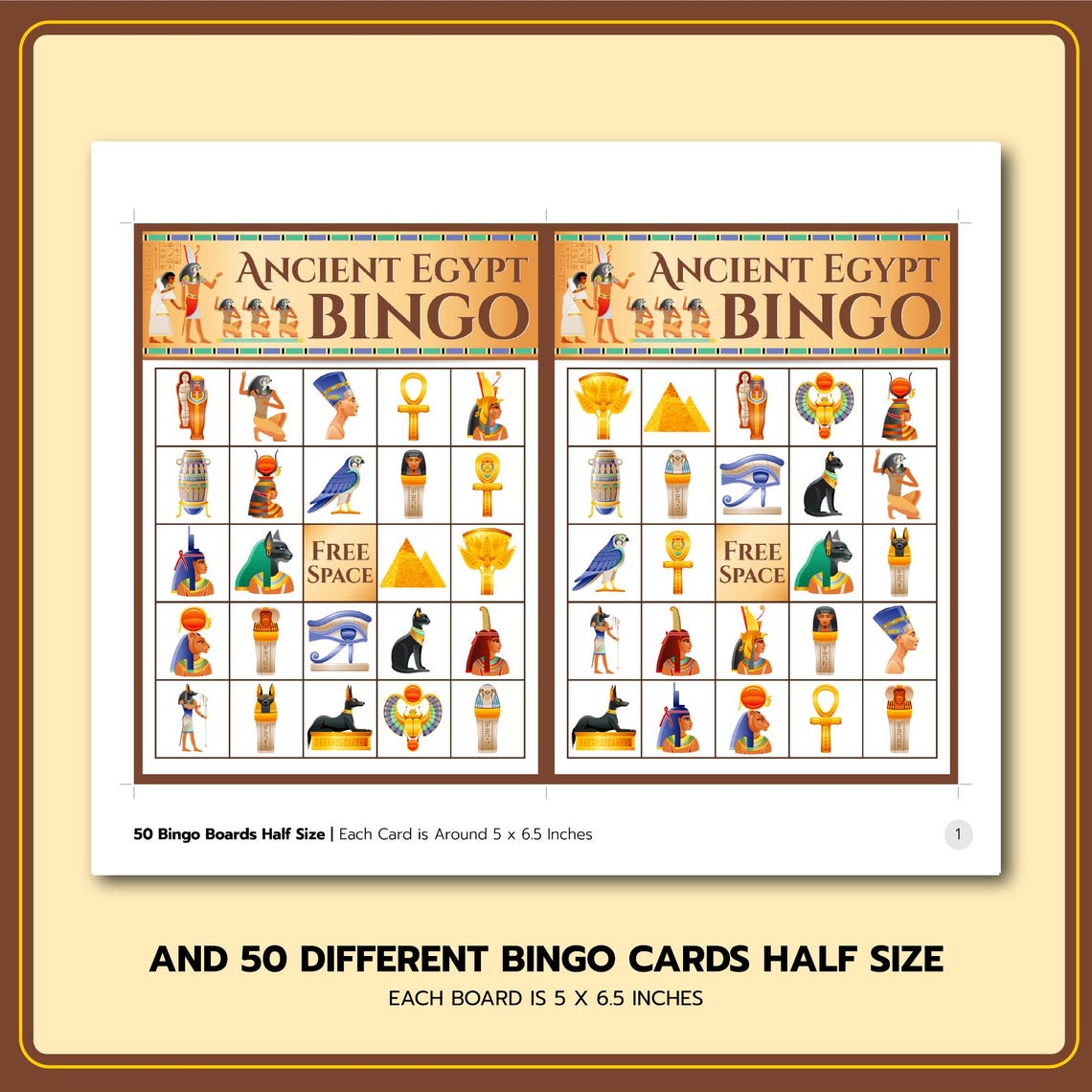 Ancient Egypt Bingo & Memory Game, 2 in 1 Printable Game, 50 Printable ...