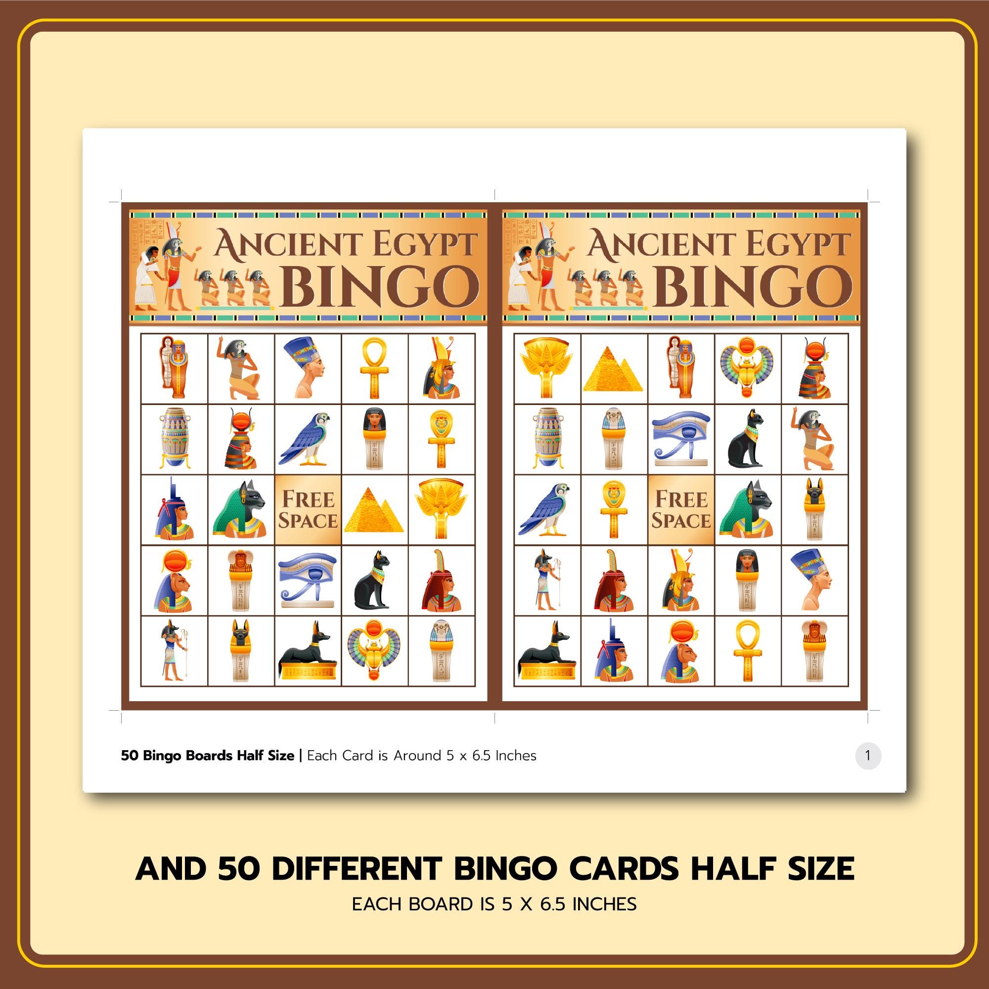 Ancient Egypt Bingo & Memory Game, 2 in 1 Printable Game, 50 Printable ...