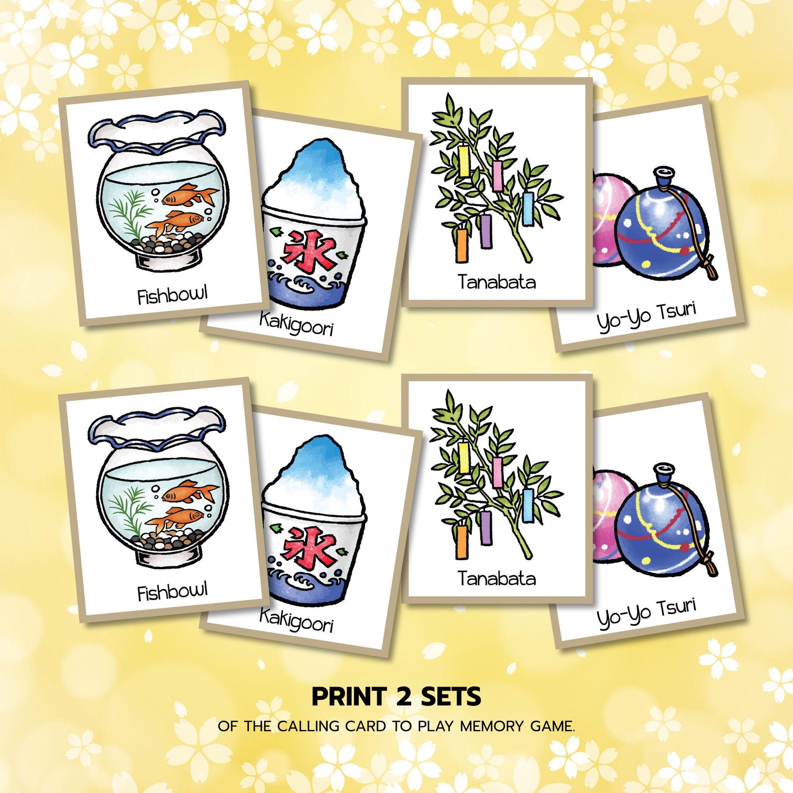 Summer in Japan Bingo & Memory Game | Printable Japanese Summer ...