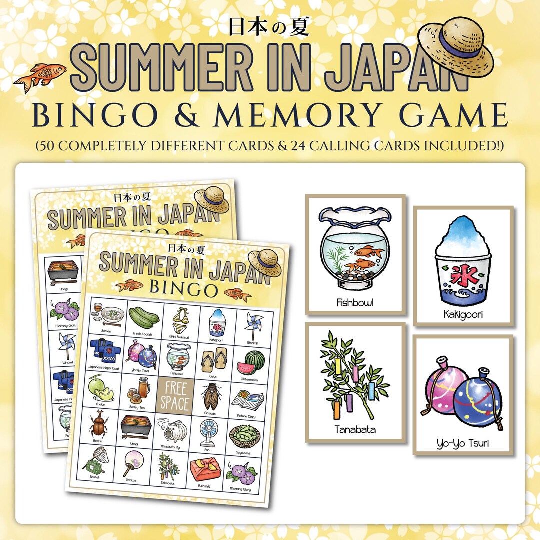 Summer in Japan Bingo & Memory Game | Printable Japanese Summer ...