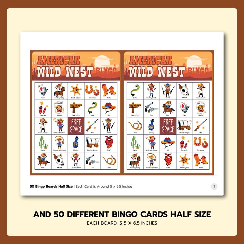 American Wild West Bingo Game – Printable Activity for Kids – Bingo ...