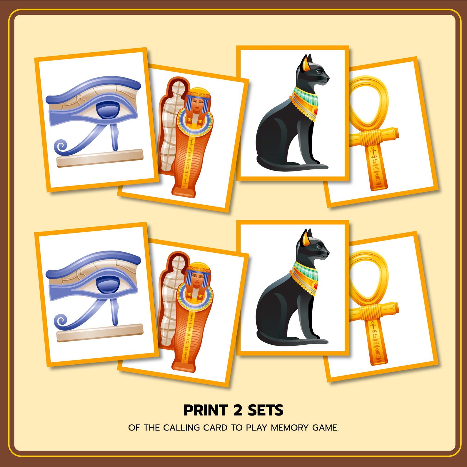 Ancient Egypt Bingo & Memory Game, 2 in 1 Printable Game, 50 Printable ...