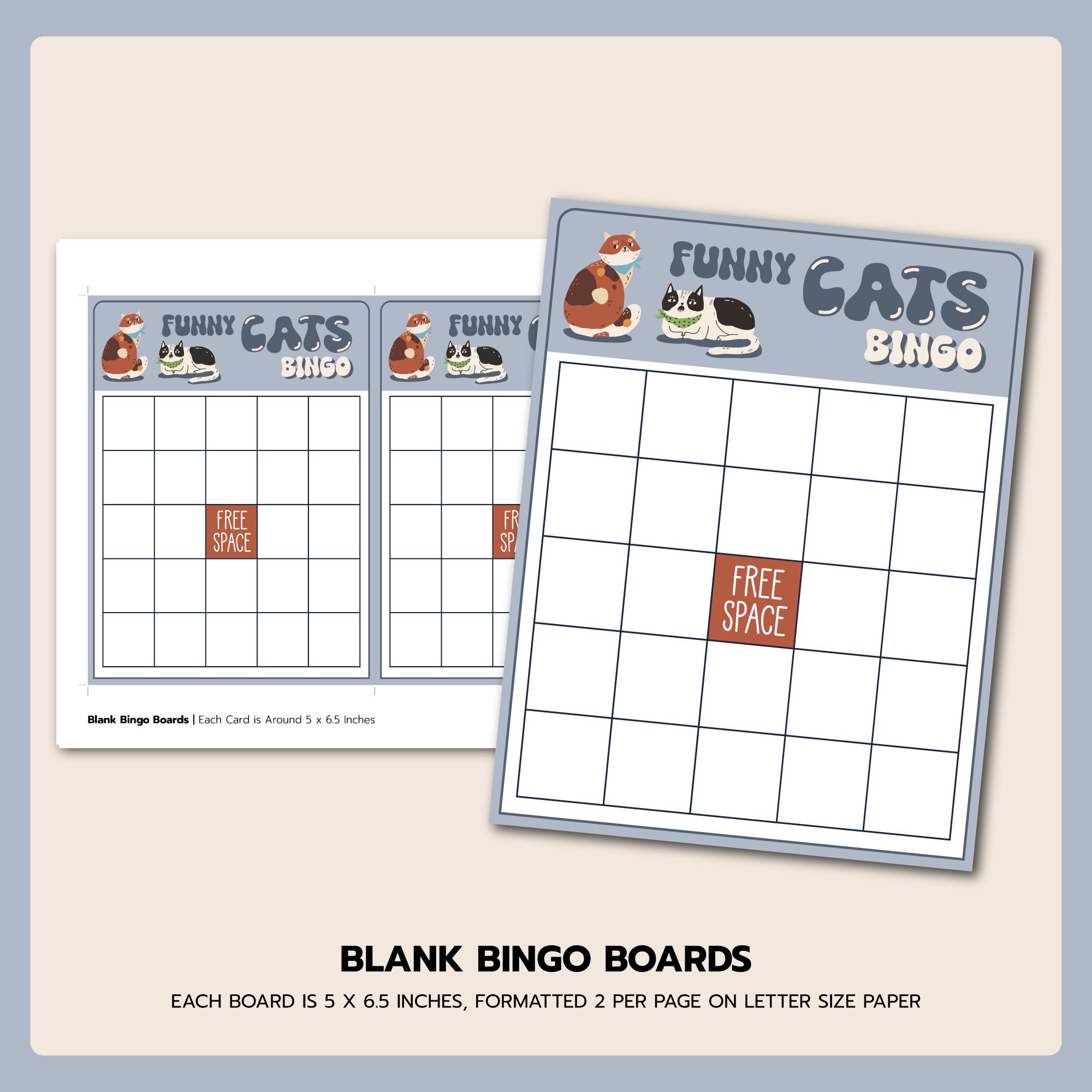 Funny Cats Bingo & Memory Game: Printable Feline Activity (PDF Download ...