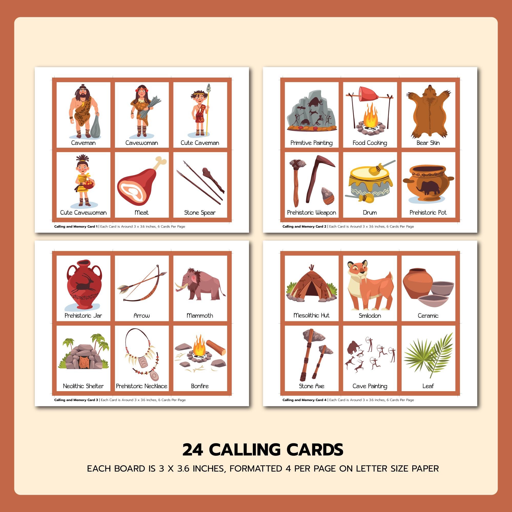 Stone Age Bingo Game: Prehistoric Classroom Activity (printable PDF - Etsy