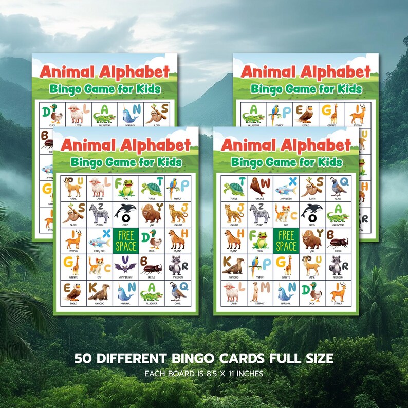Animal Alphabet Bingo & Memory Game: Educational ABC Cards (printable ...
