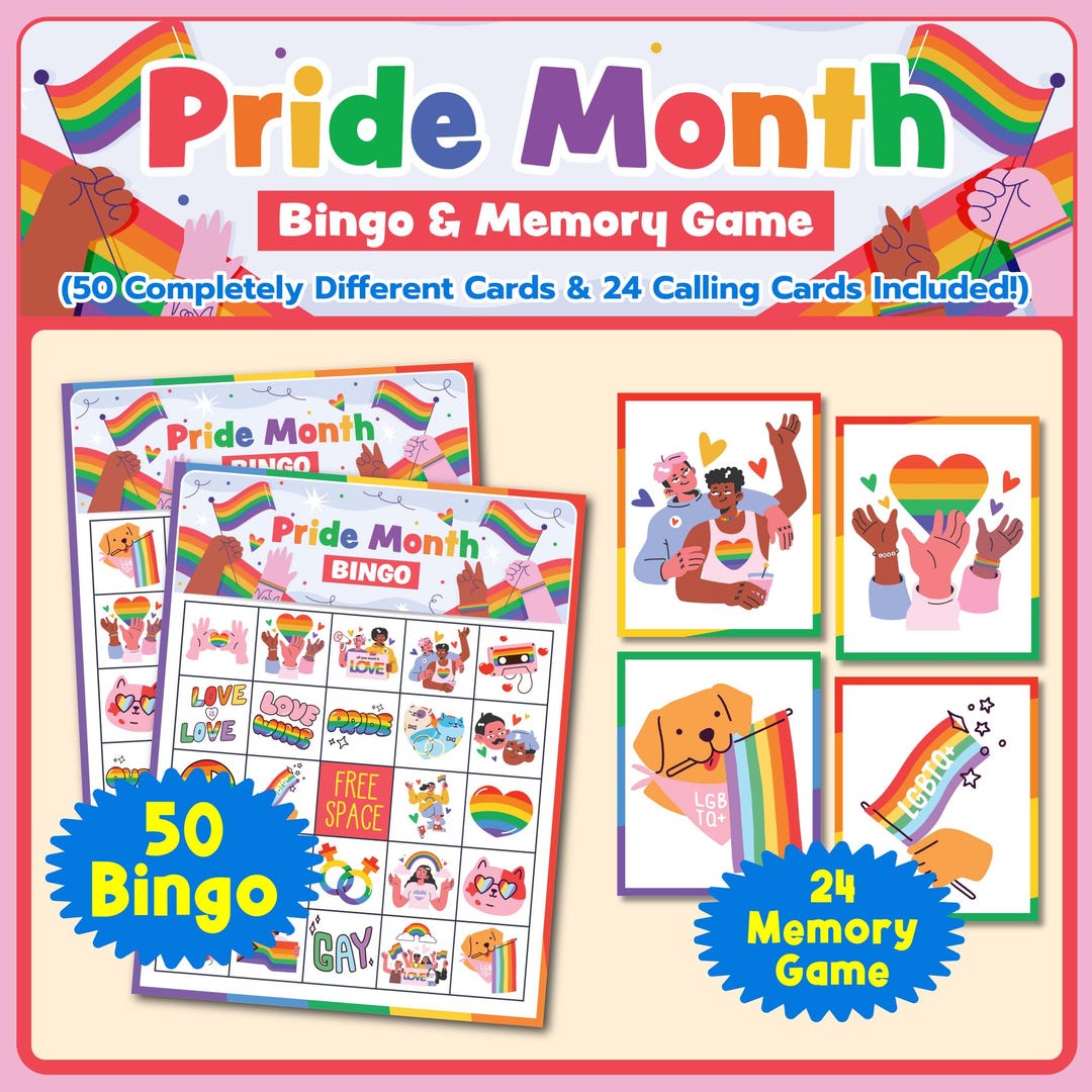 Pride Month Bingo & Memory Game: LGBTQ+ Printable (digital Download) - Etsy