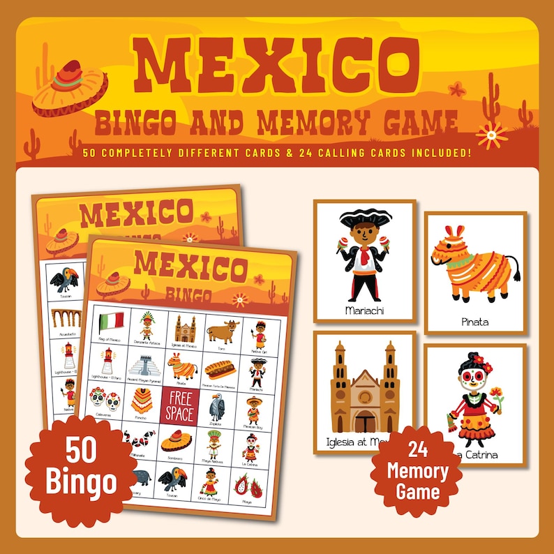 Mexico Bingo & Memory Game: Cultural Learning Activity (PDF Download - Etsy