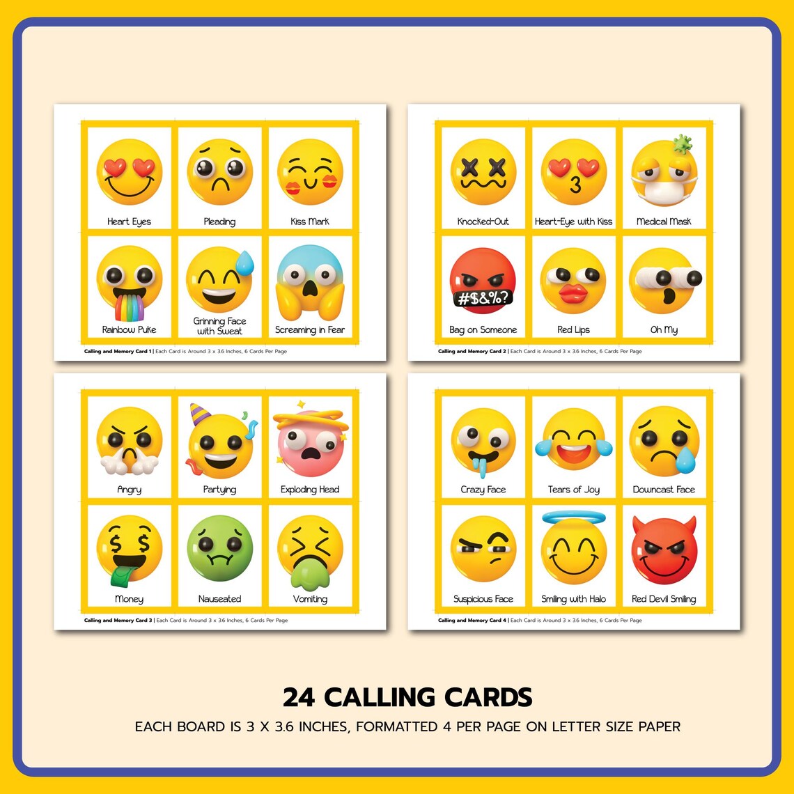 Emoji Bingo & Memory Game: Fun Printable Kids Activity (PDF Download ...