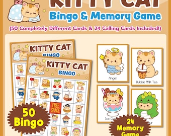 Cat Memory Card Game, a Printable Kitty Picture Matching Activity for ...