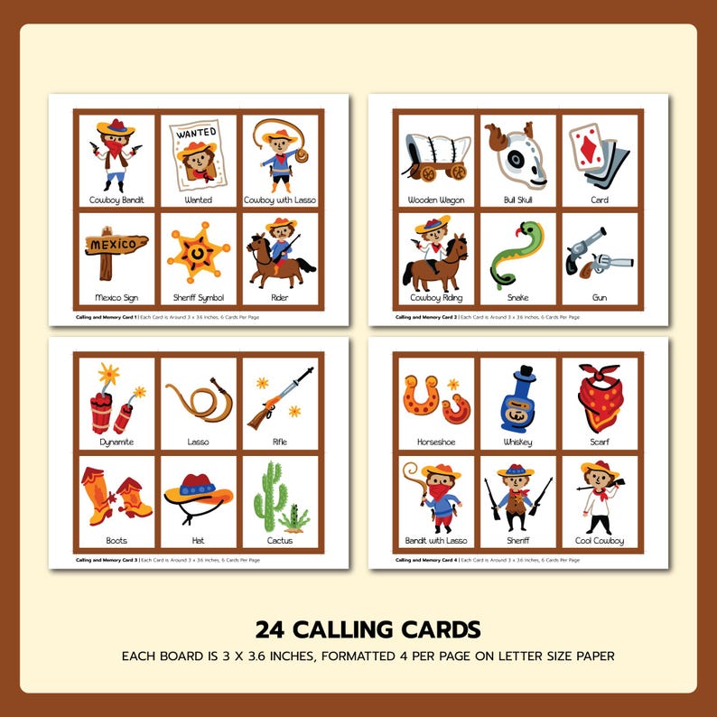 American Wild West Bingo Game – Printable Activity for Kids – Bingo ...