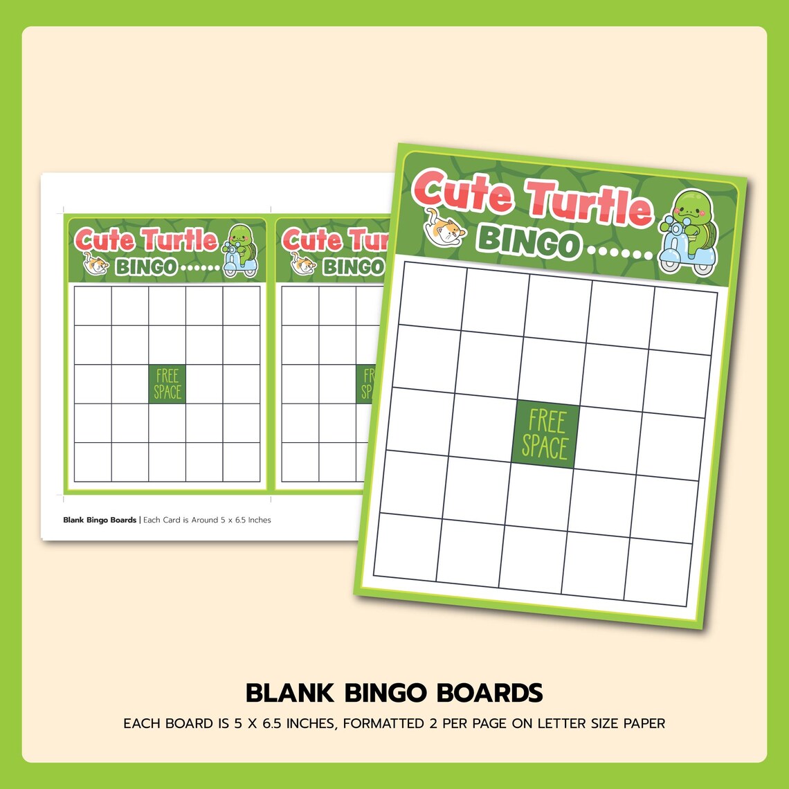 Turtle Bingo & Memory Game – Kids Printable Activity (PDF) - Etsy