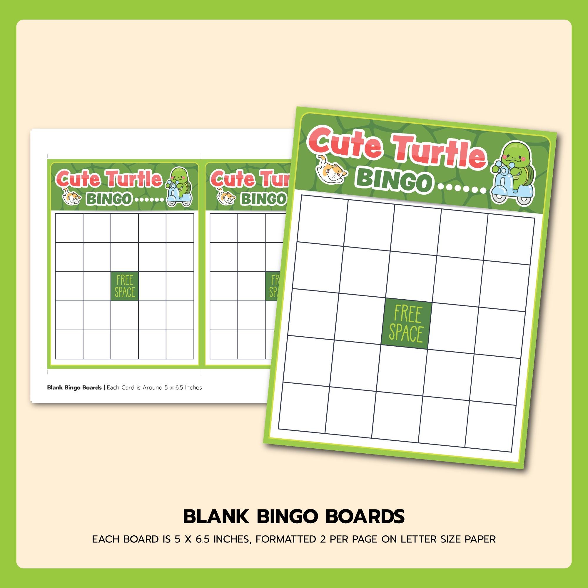 Turtle Bingo & Memory Game – Kids Printable Activity (PDF) - Etsy