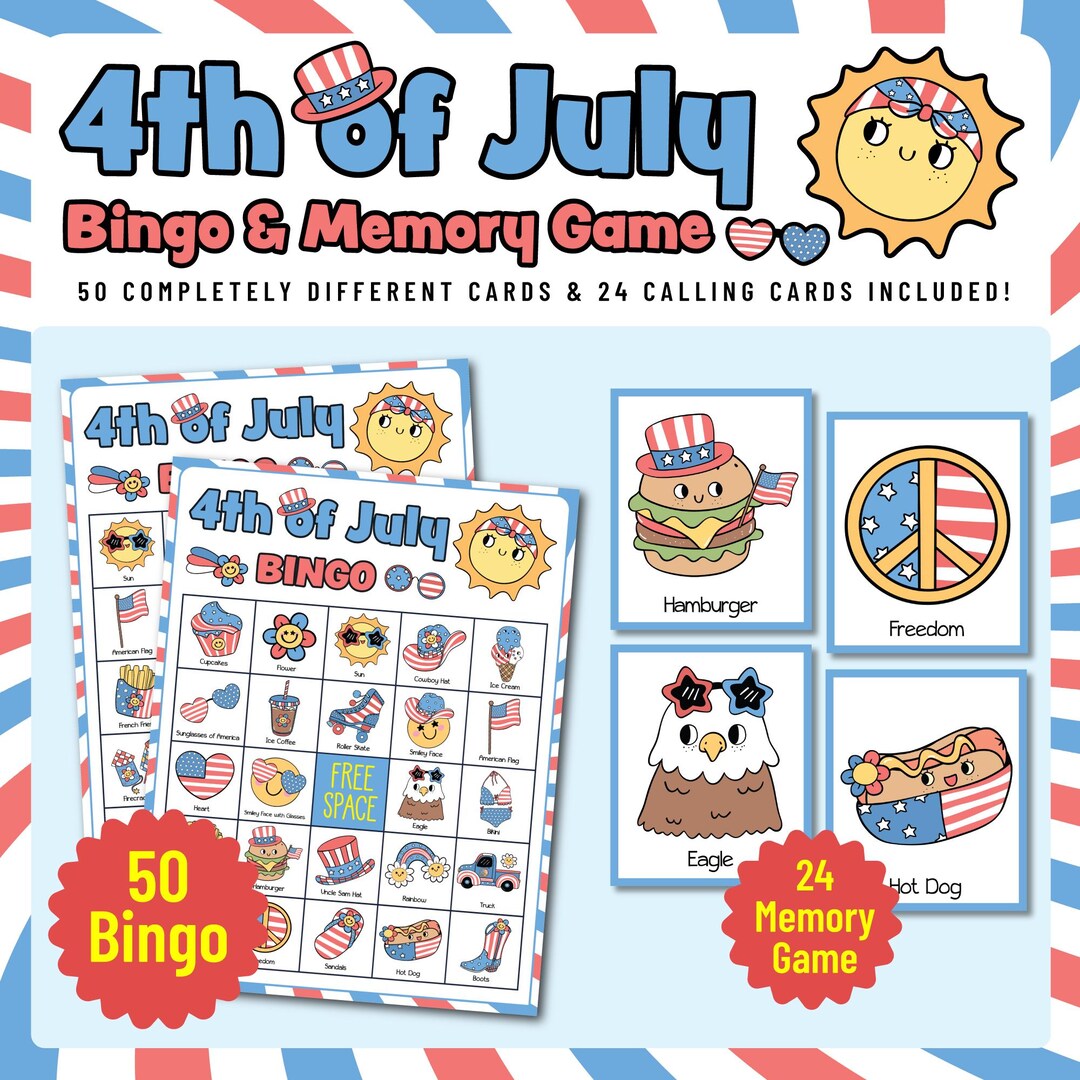 4th of July Bingo Game: Fun Patriotic Printable for Kids (PDF Download ...