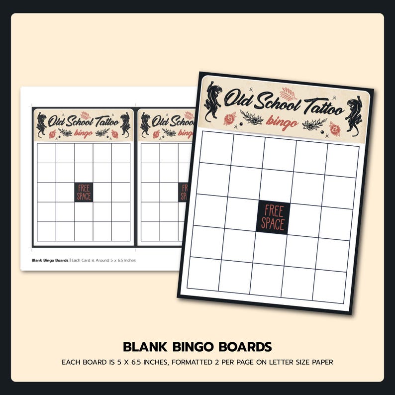Old School Tattoo Bingo & Memory Game: Vintage Flash Printable (PDF ...