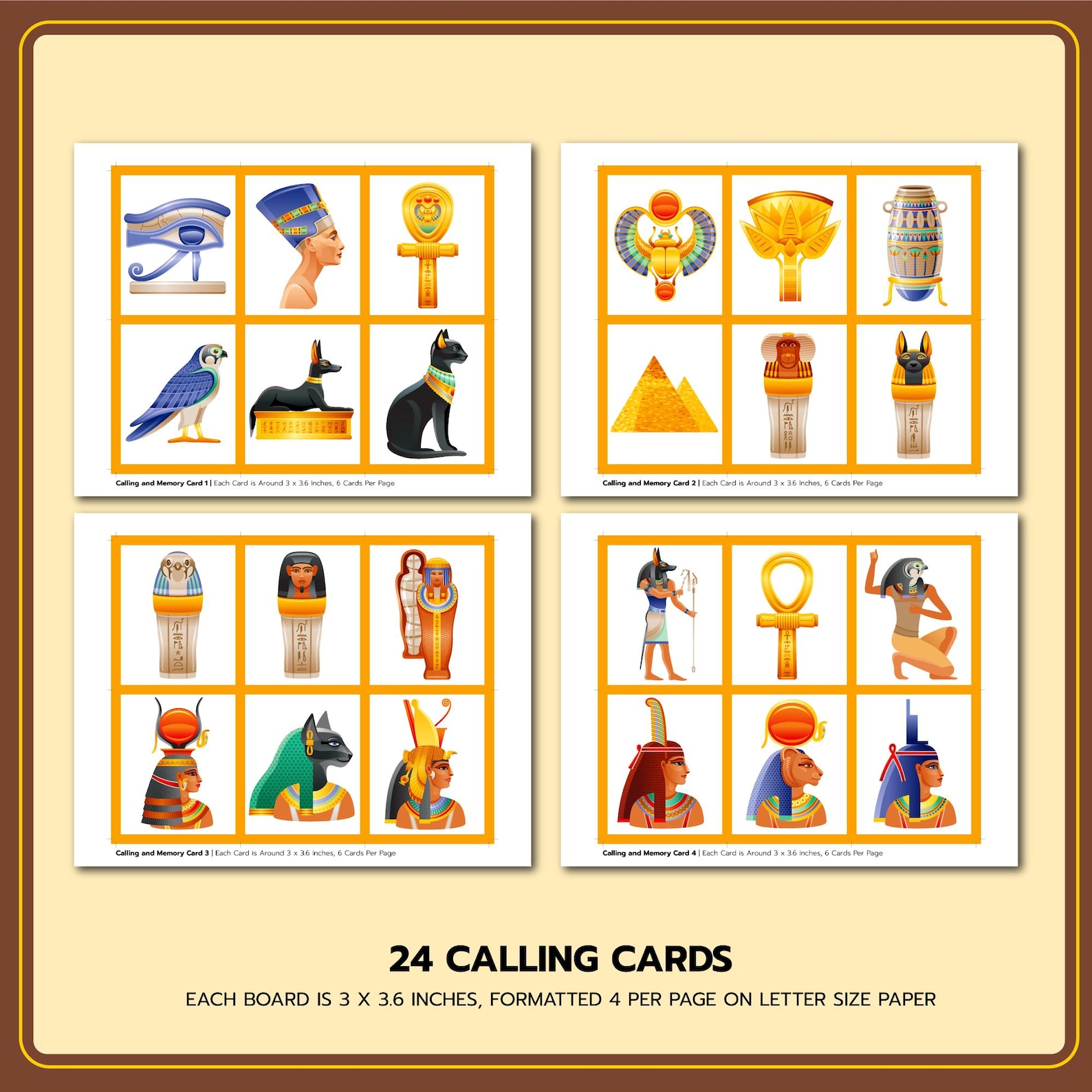 Ancient Egypt Bingo & Memory Game, 2 in 1 Printable Game, 50 Printable ...