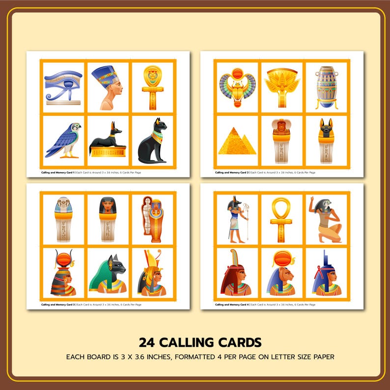 Ancient Egypt Bingo & Memory Game, 2 in 1 Printable Game, 50 Printable ...