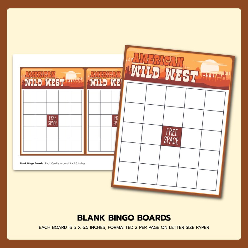 Wild West Bingo Game: Printable Cowboy Party Activity (PDF Download) - Etsy