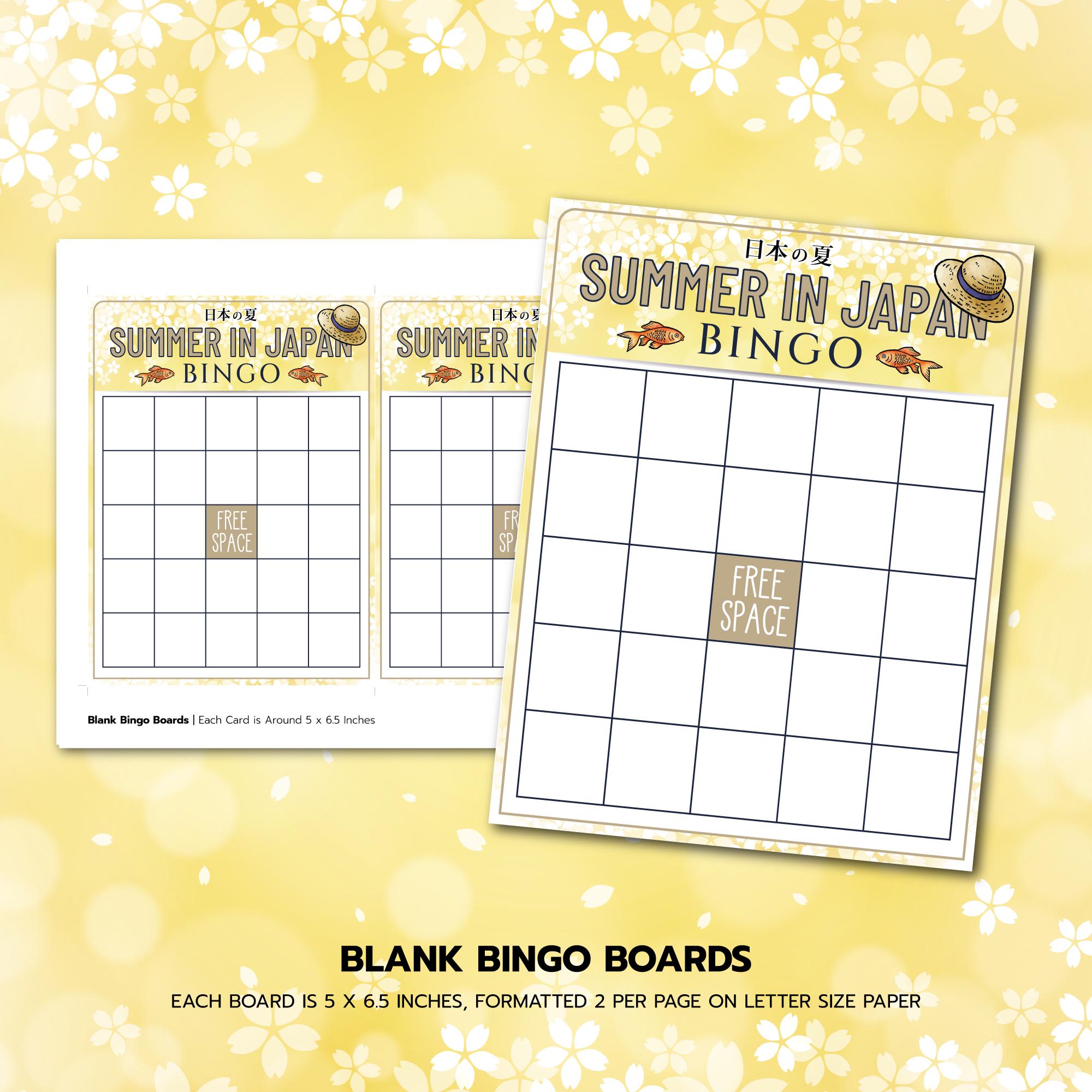Summer in Japan Bingo & Memory Game | Printable Japanese Summer ...