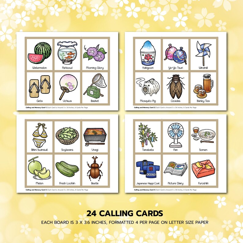 Summer in Japan Bingo & Memory Game | Printable Japanese Summer ...